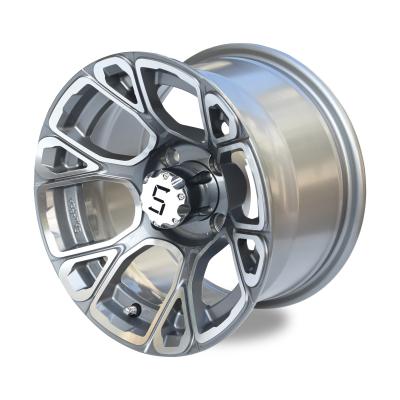 Chine Le golf transportent en charrette 12 pouces usinés/roues en aluminium de Gunmetal comprenant le modèle de boulon des chapeaux 4x4 (101.6mm) de centre à vendre