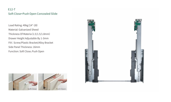 NISKO Hardware Push Open Concealed Soft Closing Slide