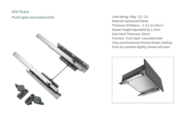 NISKO Hardware Telescopic Push Open Concealed Slide factory