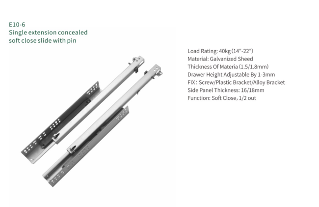 Telescopic Single Extension Concealed Soft Closing Slide with Pin manufacture