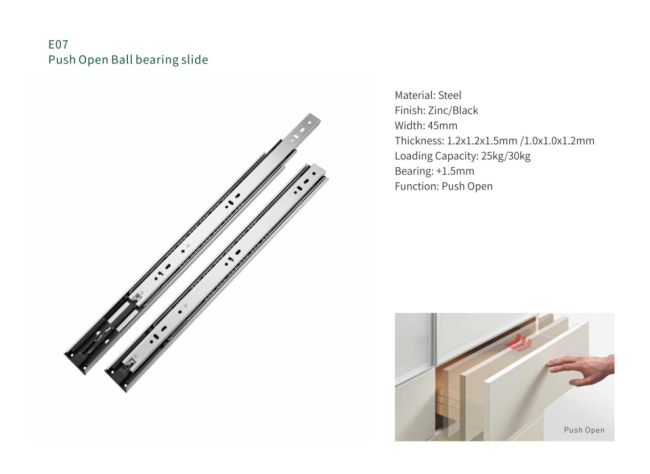 NISKO Telescopic 45mm Push Open Ball Bearing Slide factory