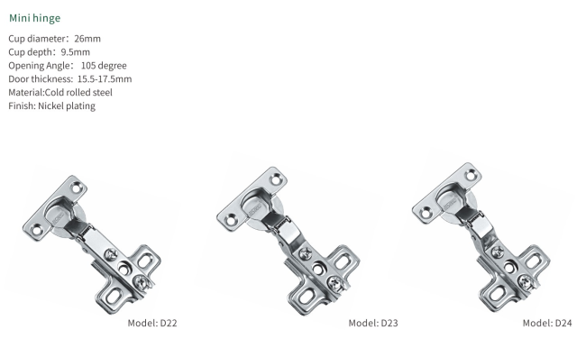 D22 NISKO 26mm Cup Full Overlay/Half Overlay/Insert Mini Hinge supplier