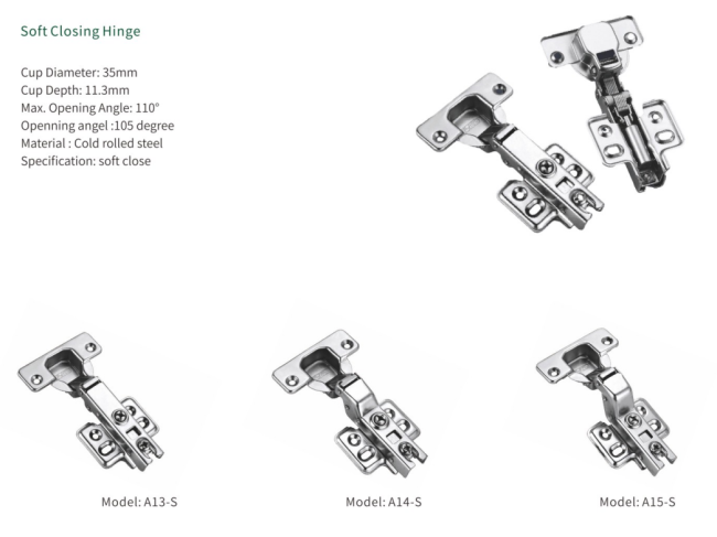 A13-S NISKO 110 Degrees 35mm Cup Soft Closing Hinge details