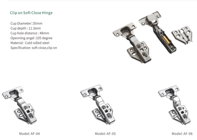 AF-04 NISKO Clip on Soft Closing Concealed Metal Door Hinge supplier