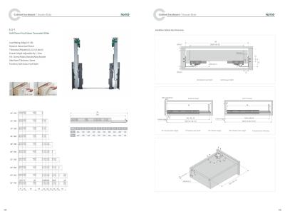 Cina Spingere aperto Soft chiusura cassetto Runner Slide Hardware nascosto in vendita