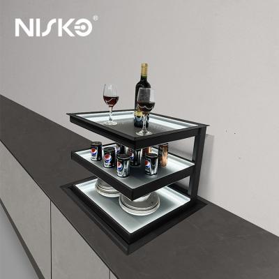 China Intelligent Lift Wine Bottle Kitchen Storage Baskets With Built In Beverage Cooler for sale