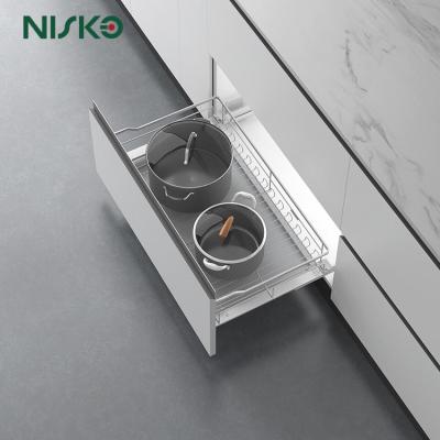 China Multipurpose Pull out Basket Kitchen Bowl Dishes Organizer Drawer Cutlery Utensil Tray for sale