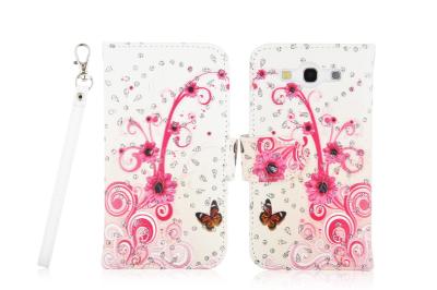 Cina Stampi le casse del portafoglio del telefono cellulare dell'unità di elaborazione del fiore con la cinghia per la galassia S3 i9300 di Samsung in vendita