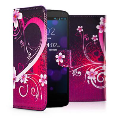 Cina Cassa del telefono cellulare M8 di vibrazione HTC uno del portafoglio dell'unità di elaborazione del modello di fiore con il logo stampata in vendita