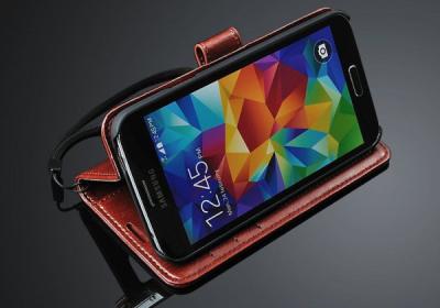 Cina Caso del telefono cellulare del supporto della copertura di vibrazione del titolare della carta del portafoglio per la galassia S5 di Samsung in vendita