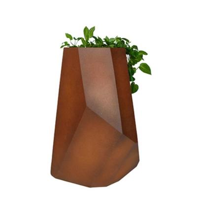 Cina Piantatrice geometrica Corten del metallo esagonale d'acciaio all'aperto dell'interno della piantatrice di Fuxin in vendita