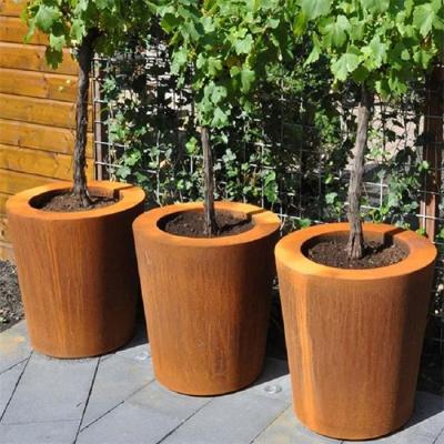 Cina Piantatrici coniche d'acciaio di Corten del cilindro affusolate vasi da fiori all'aperto del metallo del giardino in vendita