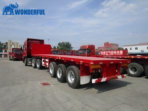 China Multi-Axle 80ton Extendable Superlink Drop Utility Capacity Bumper Pull Bulkhead Headboard Forklift Tool Box Flat Bed Deck Container Flatbed Semi Trailer for sale