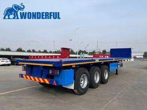 China 2 3 4 Axles BPW Fuwa Axles Jost Landing Gear Wabco Brake Valves 90# 50# Kingpin Flat Bed Platform Superlink Interlink Flatbed Container Semi Trailer for sale