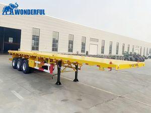 China 80 90 100 Ton Flat Deck High Payload 3 4 5 Axles Pickup Light Weight Gooseneck Insurance Truck Construction Container Flatbed Semi Trailer for sale