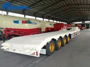China 3 Axles Sinotruck 40FT 90ton Autocad Drawing Chassis Air Brake System Accessories Dimensions Front Loading Heavy Lowboy Flatbed Hydraulic Lowbed Semi Trailer for sale