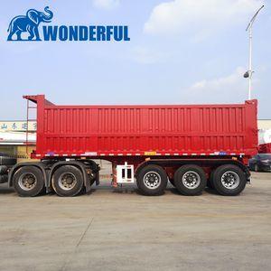 China 40t Transport Needs Tri-Axle Efficient Accessories Aluminium Hydraulic Cylinder Side Wall Steel Farm Grain Sand End Rear Dump Tipping Tipper Semi Trailer Dumper for sale