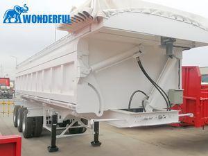 China Robust Quad Axle 50ton Australia Load Capacity Hauling Equipment Frameless Garbage Loader Superlink Board Dumping Trailer Tough Conditions Left Side Tipper for sale