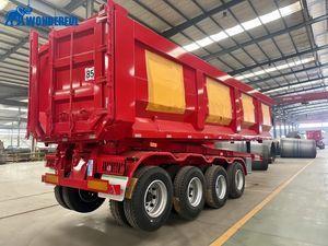 China 80ton Vintage Tractor Tri Axle Utility Tandem Frameless Farm Galvanised Hydraulic Tipper Bale Extension Grain Garden Tip Tipping Plant Dump Trailer for sale
