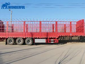 China Customized Durable Multi Axles Stake Deck Height Painting Transport Mount Heavy Wall Factory Brands Install Chain Bulk Cargo Panels Fence Semi Trailer for sale
