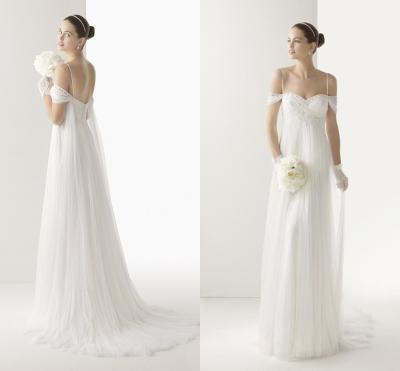 Cina Vestiti da sposa chiffoni bianchi dall'increspatura delle maniche ricoperti perle su ordine di applique del collo dell'innamorato delle cinghie di spaghetti in vendita
