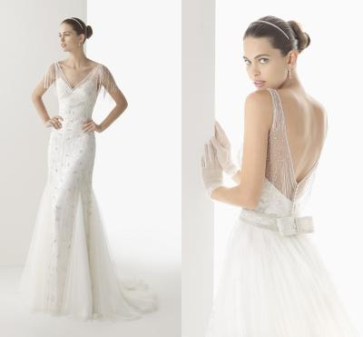 Cina L'applique del pizzo del collo a V borda i vestiti nuziali dalla sirena dei vestiti da sposa delle donne del nastro dell'increspatura in vendita
