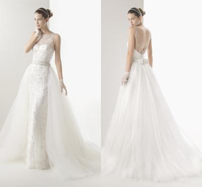 Cina Treno della corte dei vestiti da sposa indietro delle donne aperte della palla del collo di squadra dei vestiti da sposa di Tulle in vendita