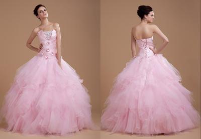 Cina Principessa di qualità superiore Quinceanera Dresses di rosa dell'increspatura di Teried con l'applique del fiore in vendita