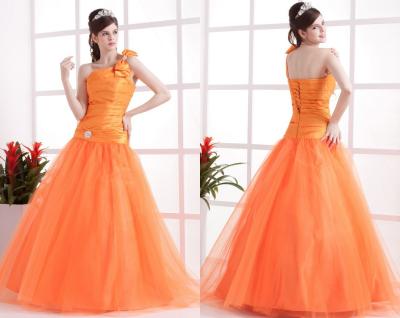 Cina L'abito di palla della spalla dell'arancia una/Quinceanera grazioso pieghettato arco di cristallo si veste in vendita