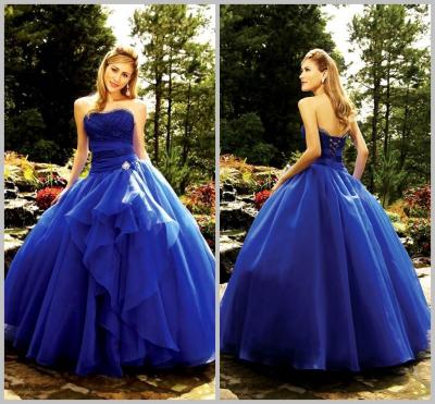 Cina L'organza Quinceanera variopinto primavera/dell'estate si veste con Sash in rilievo in blu in vendita
