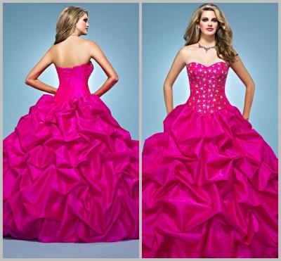 Cina Il taffettà di Rosa ha increspato i vestiti da sera aperti dai vestiti da Quinceanera indietro in vendita