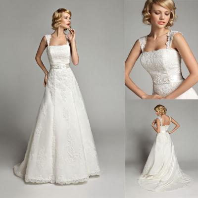 Cina Treno su ordinazione della corte dei vestiti da sposa dalla manica del cappuccio del pizzo con l'applique del fiore delle perle in vendita