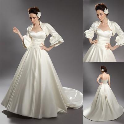 Cina Una linea 2 collega i vestiti da sposa staccabili dalle donne di 3/4 di raso della manica con il rivestimento increspato in vendita
