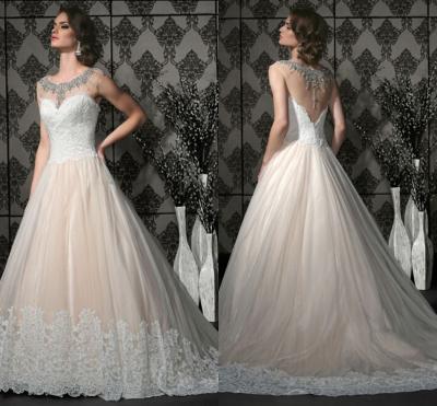 Cina I vestiti da sposa delle donne rotonde di cristallo del collo della cavità di Tulle con la V profonda appoggiano in vendita