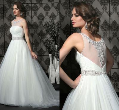 Cina Treno della corte dei vestiti da sposa dal collo di squadra in vendita