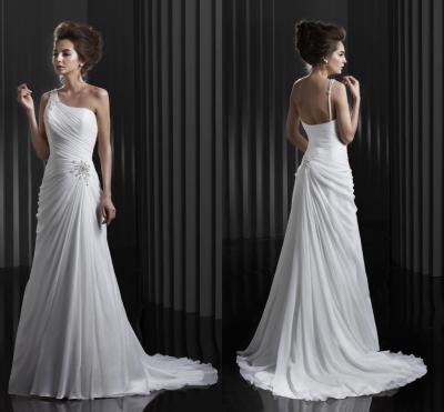 Cina I vestiti da sposa chiffoni con ampia scollatura sulla schiena coperti/hanno bordato l'abito di palla di cristallo di nozze delle signore in vendita