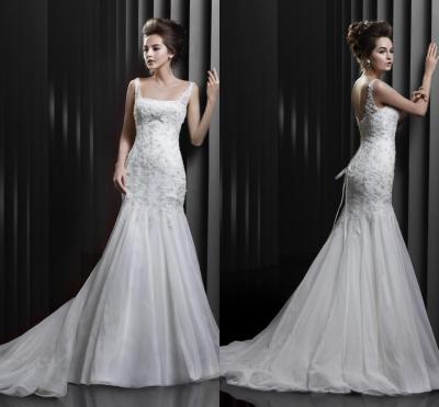 Cina I vestiti da sposa delle donne delle cinghie bordate sirena graziosa con il treno della corte in vendita