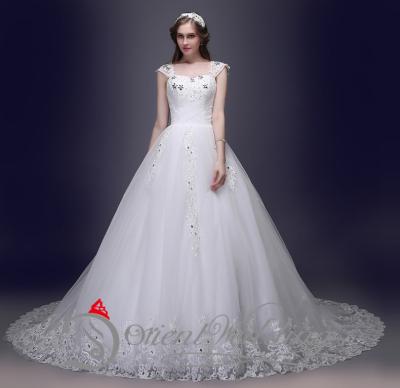 Cina Vestiti da sposa di cristallo dal pizzo di Bling della manica del cappuccio, applique del fiore degli zecchini in vendita
