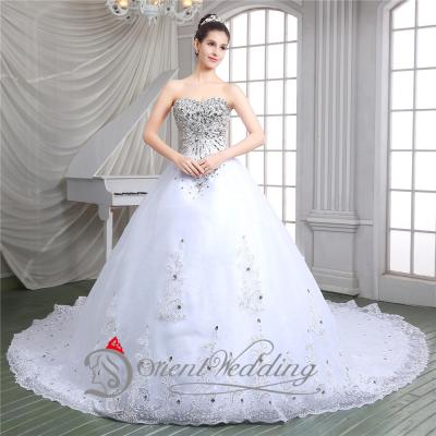Cina Una linea vestiti da sposa dall'innamorato per signora, bordanti applique di cristallo del fiore in vendita