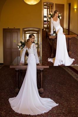 Cina Stile lungo elegante di inverno dei vestiti da sposa dal pizzo della manica con le perle degli zecchini in vendita