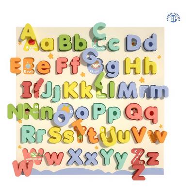 China Montessori Children Letter Wood 3d Jigsaw Puzzles Board Games Preschool Diy Educational Learning Wooden Toys for Kids Boys Girls for sale
