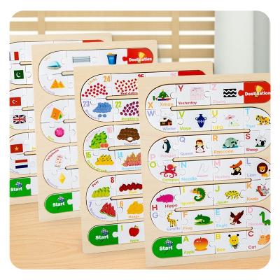 China Wooden Alphabetic Puzzle Toy Early Childhood Enlightenment Logic Matching Puzzle Wooden Early Educational Puzzle Kids for sale