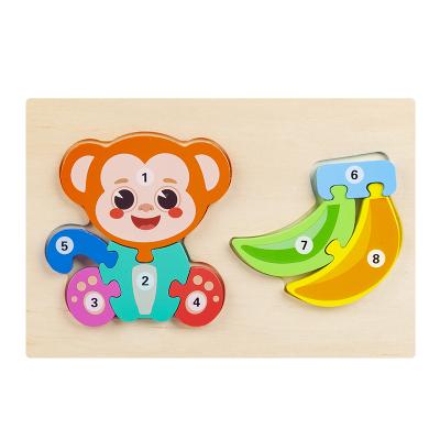 China Wooden 3D Wholesale Customized Animal Food Chain Early Education Puzzle for sale