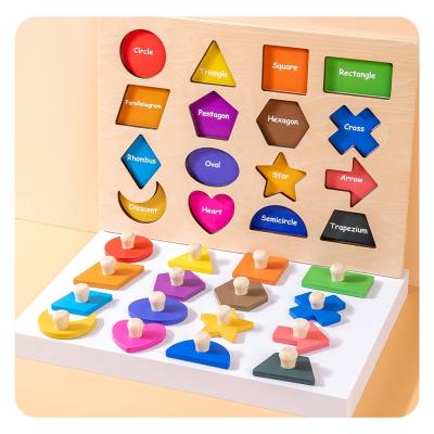 China Montessori Children Wooden Magnetic 3d Shape Sorter Matching Puzzle Learning Board Educational Teaching Aids Toys for Kids for sale