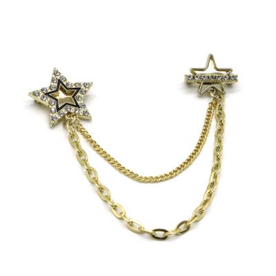 Cina Collare vuoto Pin Chain Pentagonal Stars Inlaid Crystal Diamond della camicia in vendita