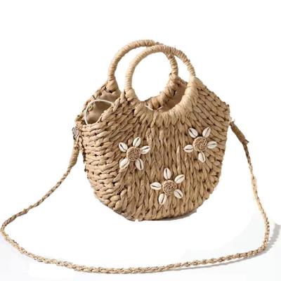 Cina La pelle del cereale tessuta lavora all'uncinetto la borsa, ODM tessuto di Shell Flower Decorative della borsa della spiaggia in vendita