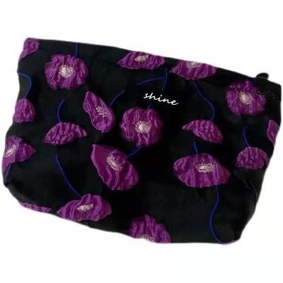 Cina Dimensione cosmetica della borsa 27cm×17cm×7cm del jacquard della chiusura lampo nera del tessuto in vendita