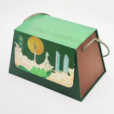 China Aangepaste gerecycleerde papieren geschenkdozen Voedselverpakking Biscuit Moon Cake met handvat Te koop