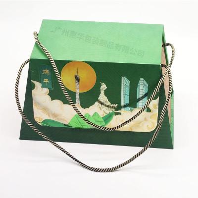 China Aangepaste gerecycleerde papieren geschenkdozen Voedselverpakking Biscuit Moon Cake met handvat Te koop