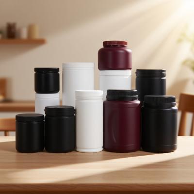 중국 맞춤형 크기 투명 플라스틱 원통형 HDPE 병, 건강 제품 포장을 위한 스크류 뚜껑 포함, 친환경 및 식품 등급 재료 판매용